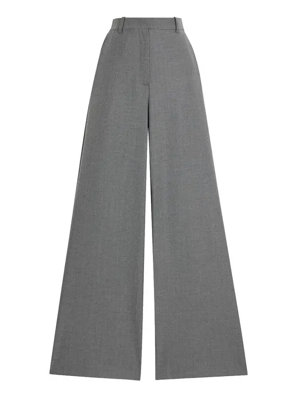 Maje Twill Wide-leg Pants - Gray