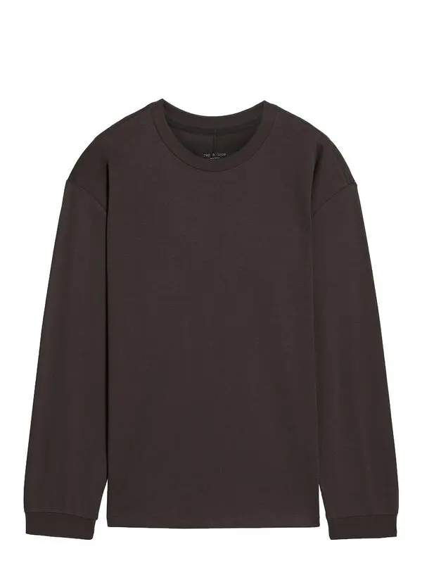 Rag & Bone Cliff Cotton And Tencel™blend Jersey Tshirt - Dark Brown