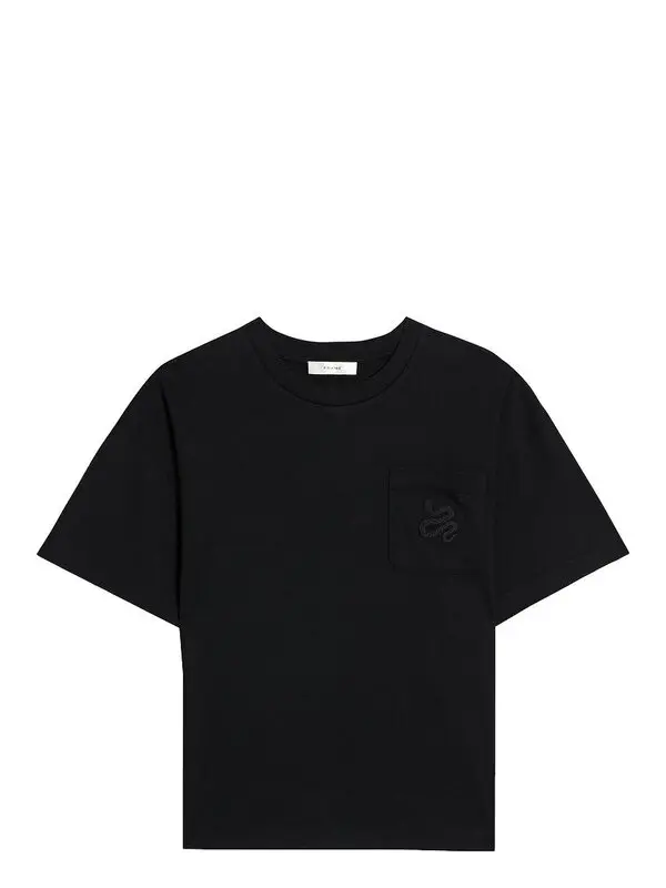 FRAME Embroidered Cottonjersey Tshirt - Black