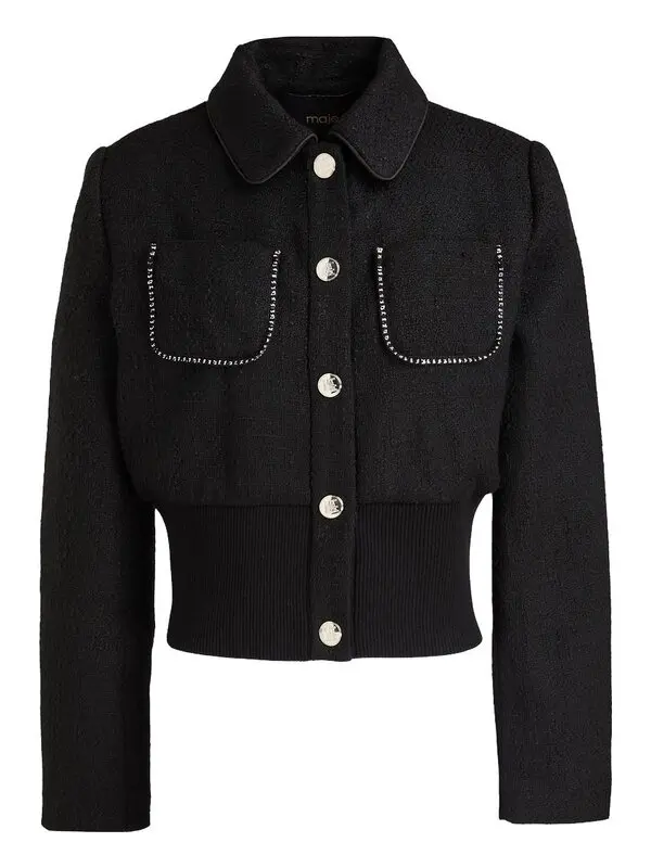 Maje Chain-embellished Tweed Jacket - Black