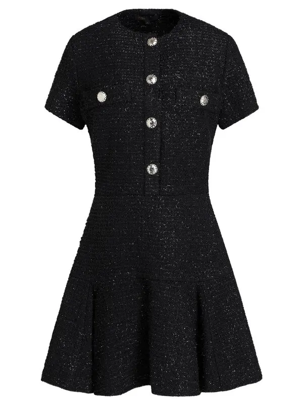 Maje Metallic Bouclé-tweed Mini Dress - Black