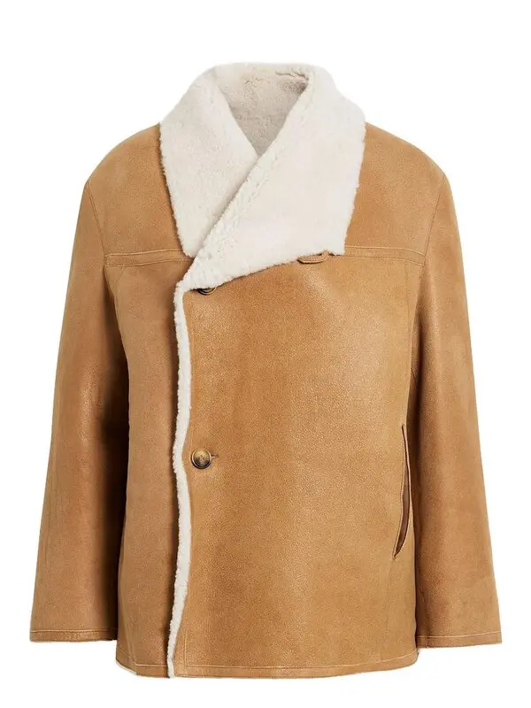 Maje Shearling Jacket - Camel