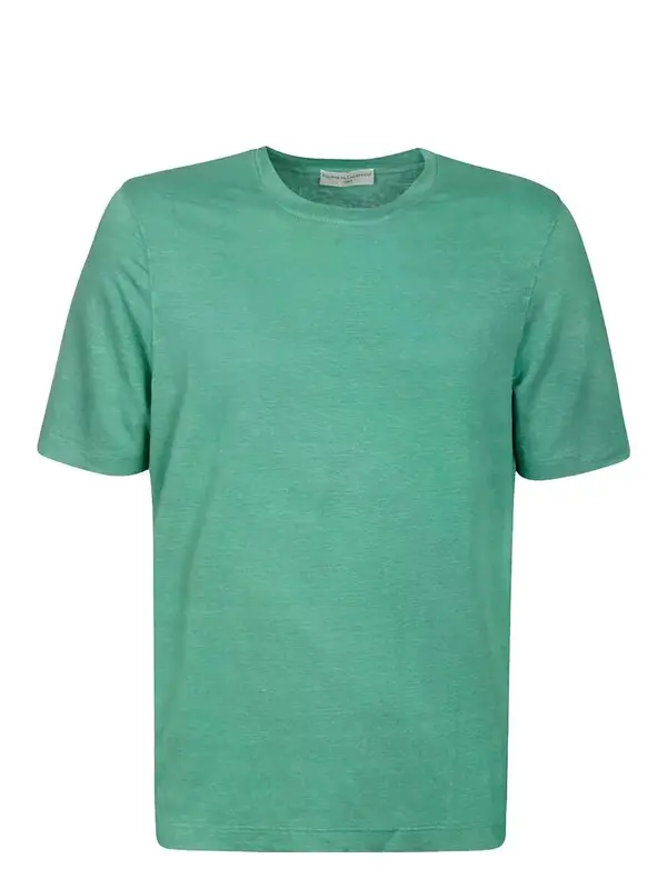 FILIPPO DE LAURENTIIS Linen Short-sleeve T-shirt - Green