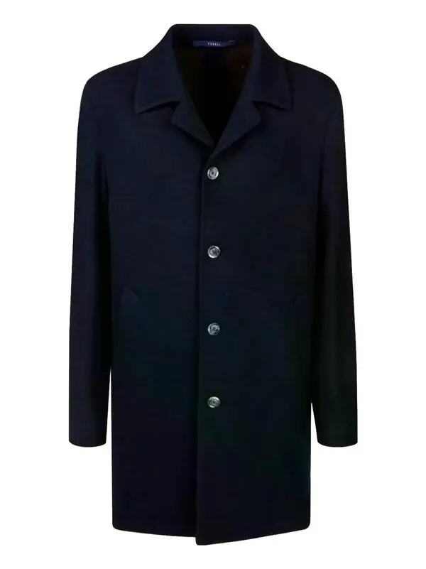 Fedeli Button-fastening Cashmere Coat - Blue