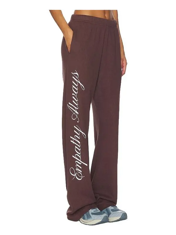 THE MAYFAIR GROUP Empathy Always Waffle Wide Leg Sweatpants - Brown
