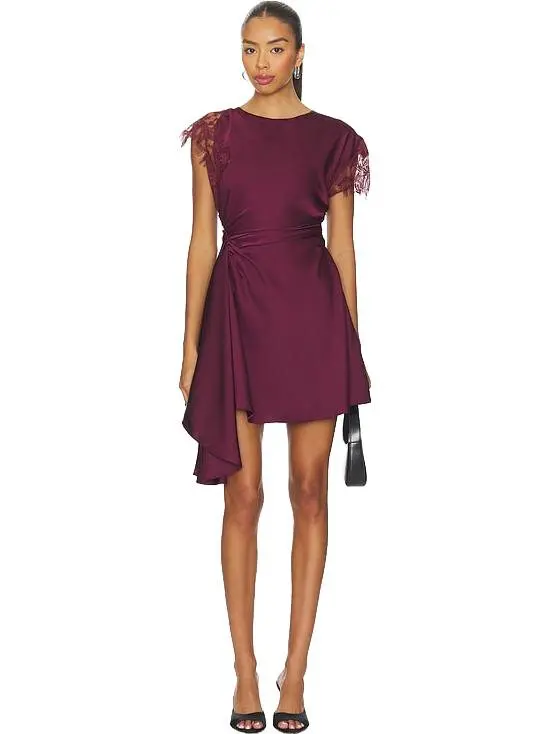 AMUR Zina Ruched Mini Dress - Pinot Noir