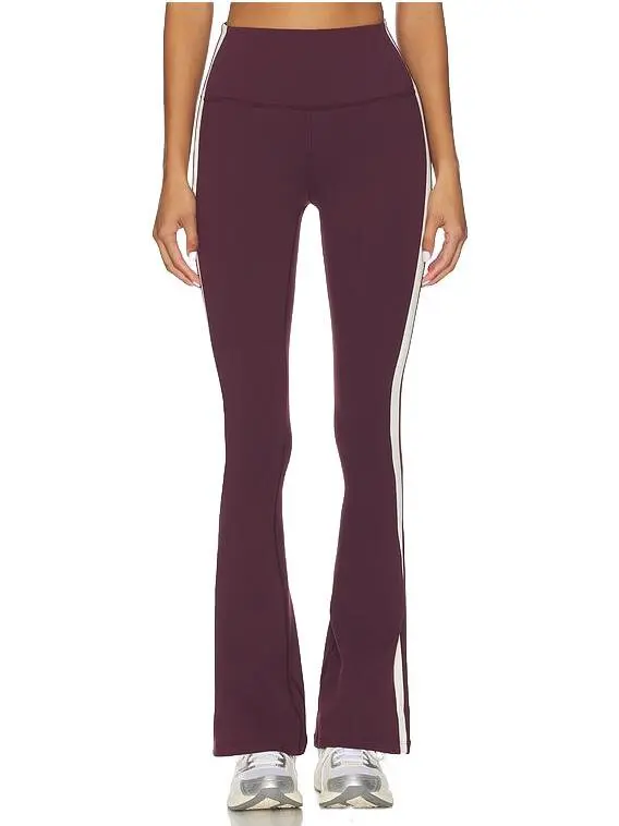 Splits59 Raquel High Waist Supplex Flare 32 Legging In Burgundy - Dark Cherry & Creme