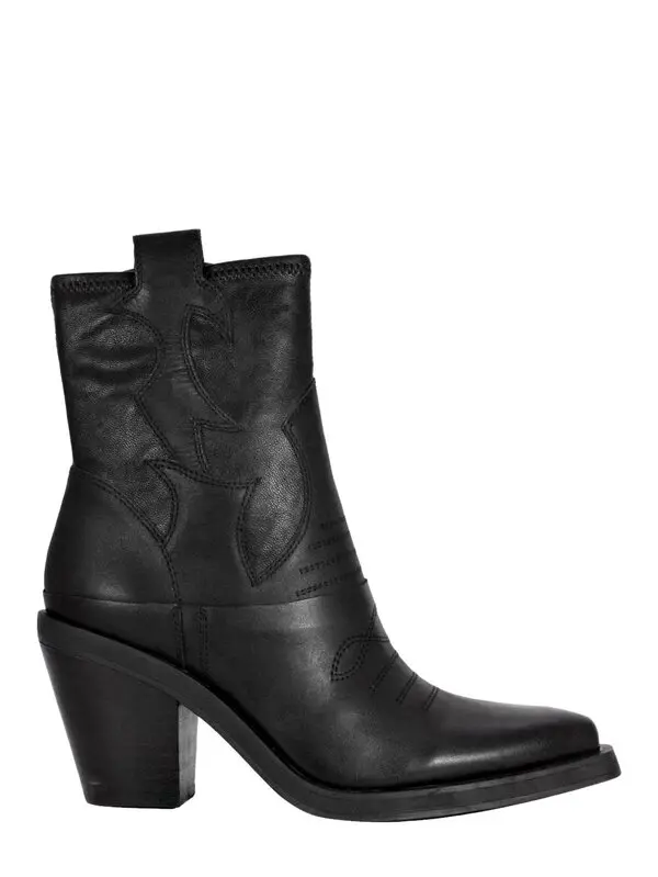 Ash Leather Cowboy Boots - Black