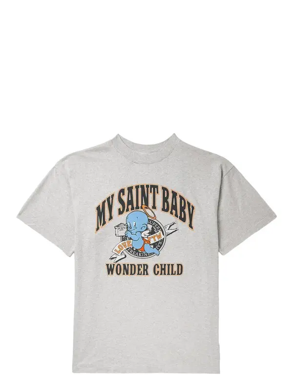 SAINT MXXXXXX Printed Cotton-jersey T-shirt - Gray