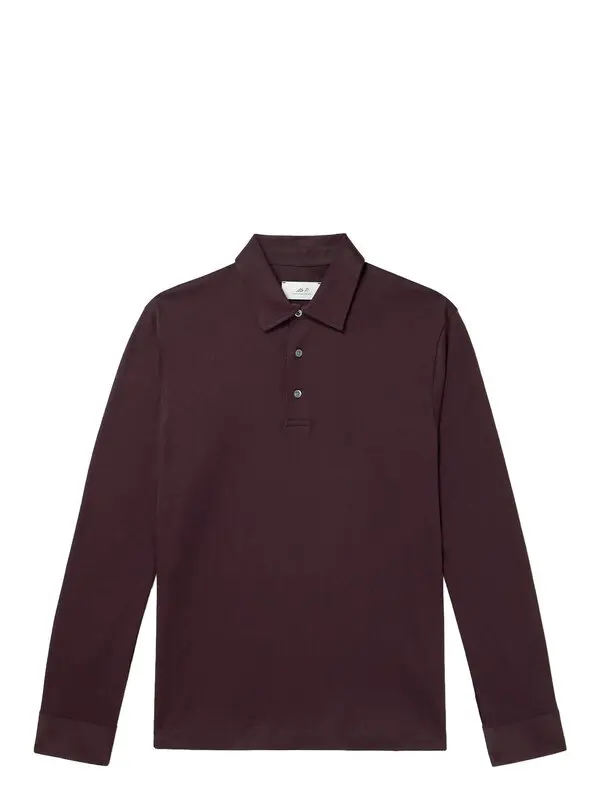Mr P. Mercerised Cotton-jersey Polo Shirt - Purple