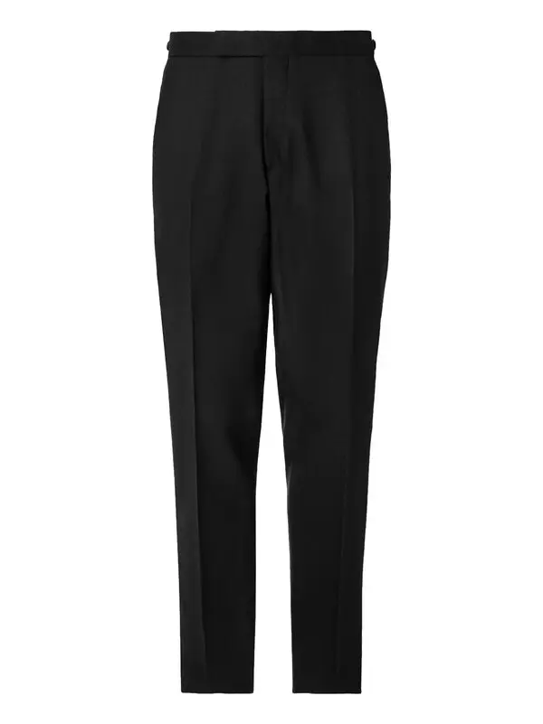 Mr P. Slim-fit Straight-leg Twill-trimmed Wool Tuxedo Trousers - Black