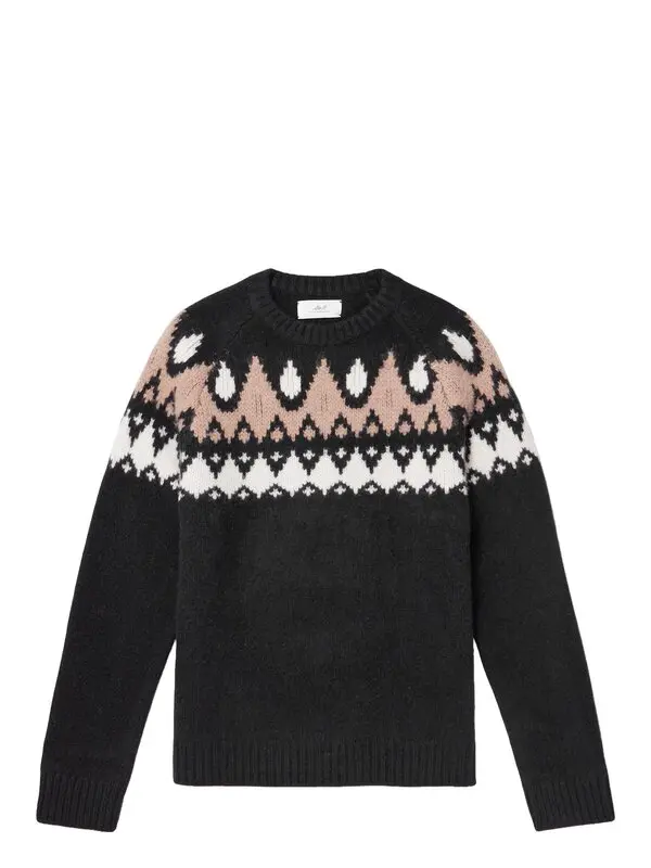 Mr P. Geo Intarsia-knit Wool And Cashmere-blend Sweater - Black