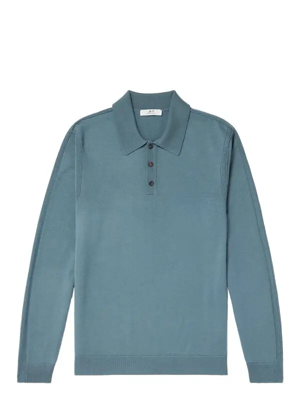 Mr P. Merino Wool Polo Shirt - Blue