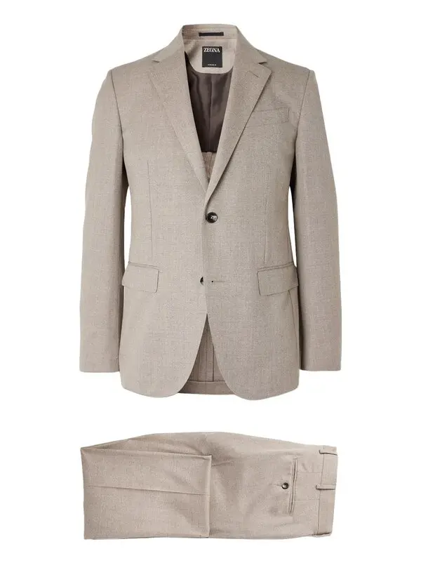Zegna Wool-gabardine Suit - Gray