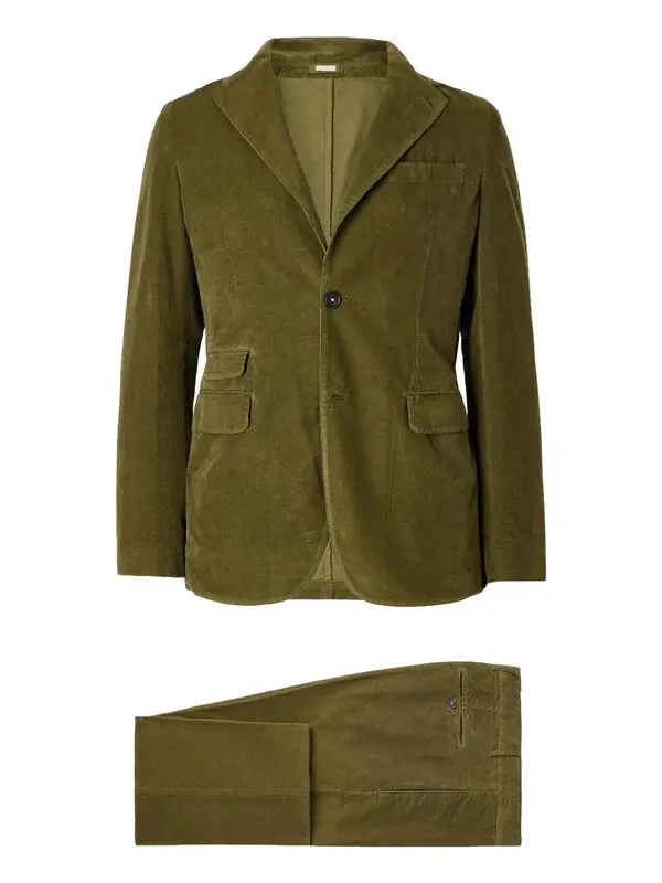 Massimo Alba Sand Cotton-corduroy Suit - Green