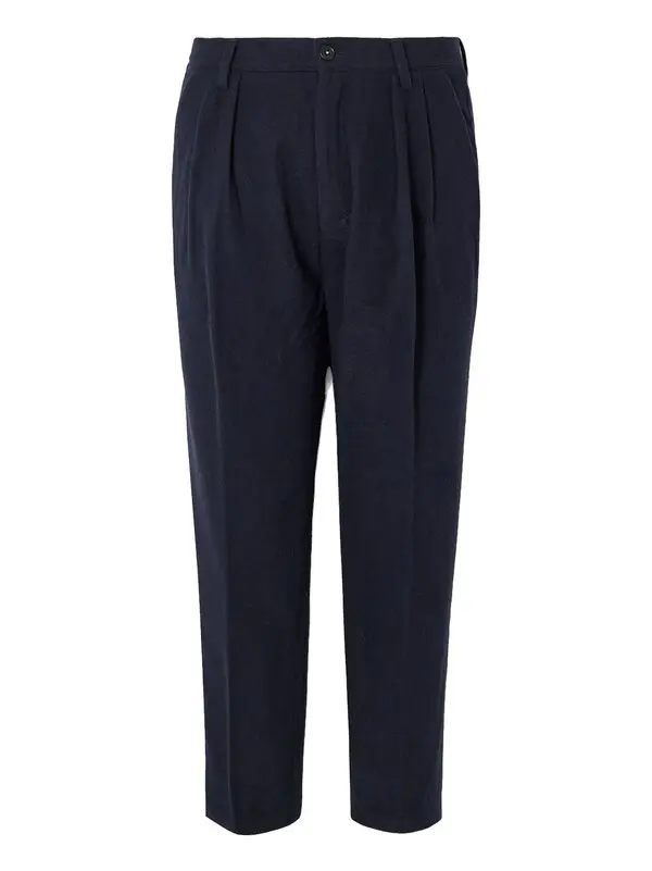 Massimo Alba Tapered Pleated Virgin Wool And Cotton-blend Trousers - Blue