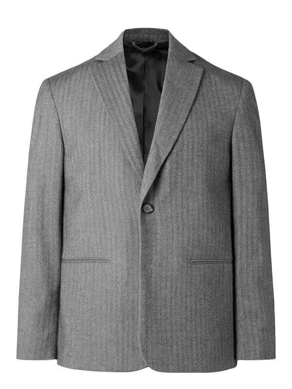 Nn07 Timo 10001 Herringbone Wool And Cotton-blend Suit Jacket - Gray