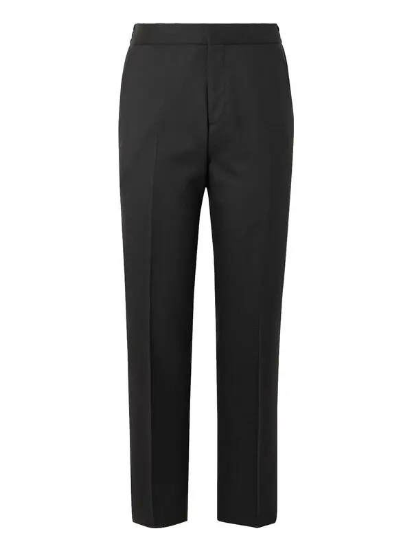 Mr P. Tapered Wool Tuxedo Trousers - Black