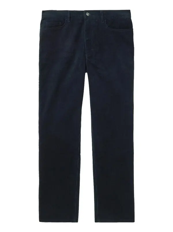 Mr P. Samuel Straight-leg Cotton-corduroy Trousers - Blue