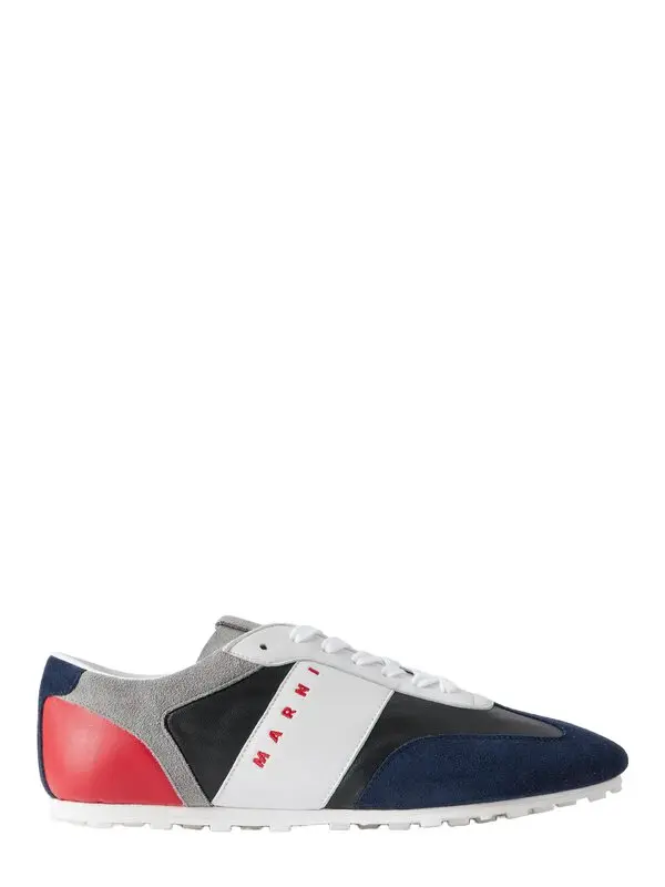 Marni Logo-embroidered Leather Sneakers - Black