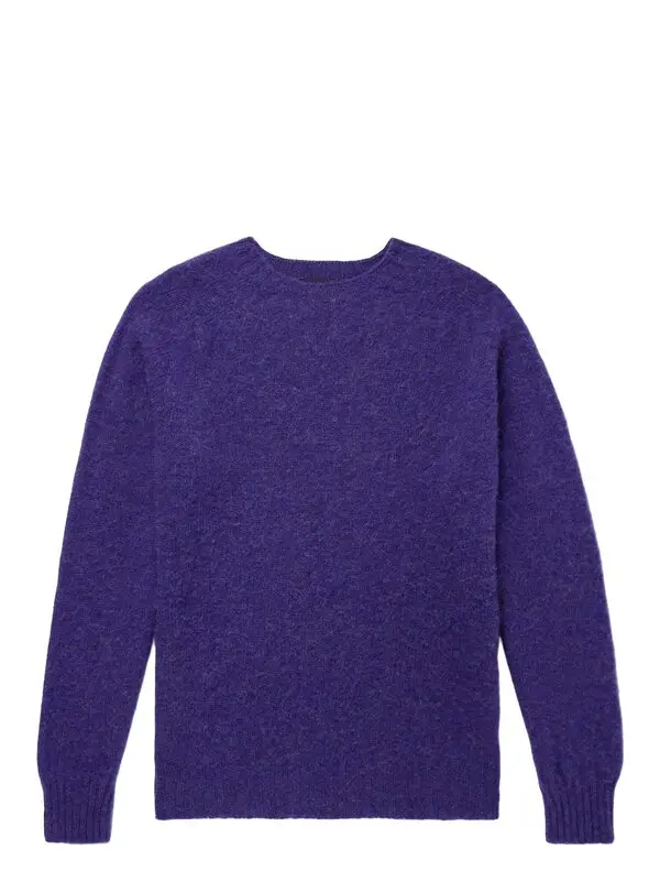 DRAKE'S Brushed Wool Crew-neck Sweater - Purple