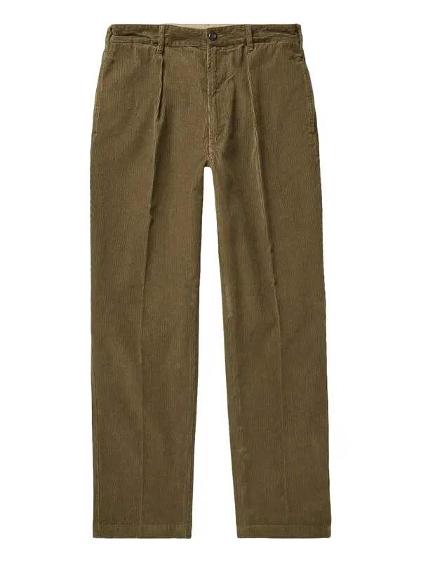 DRAKE'S Games Tapered Cotton-corduroy Trousers - Green