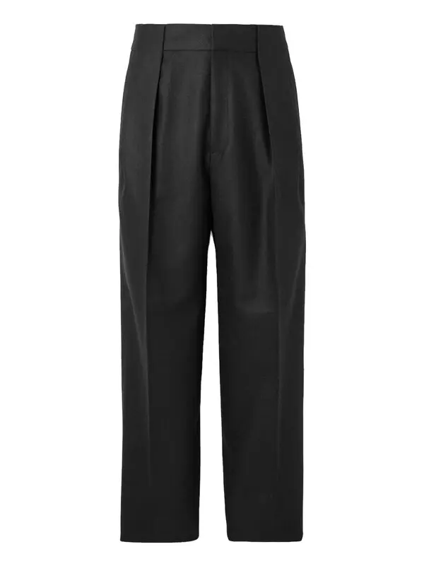 Zegna Straight-leg Pleated Wool Trousers - Black