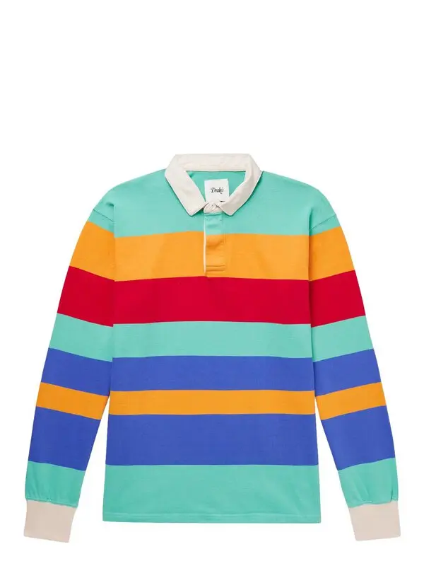 DRAKE'S Striped Cotton-jersey Polo Shirt - Multi