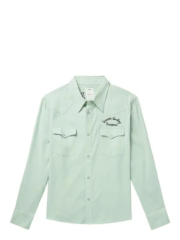 Visvim Four Corners Logo-embroidered Canvas Western Shirt - Green