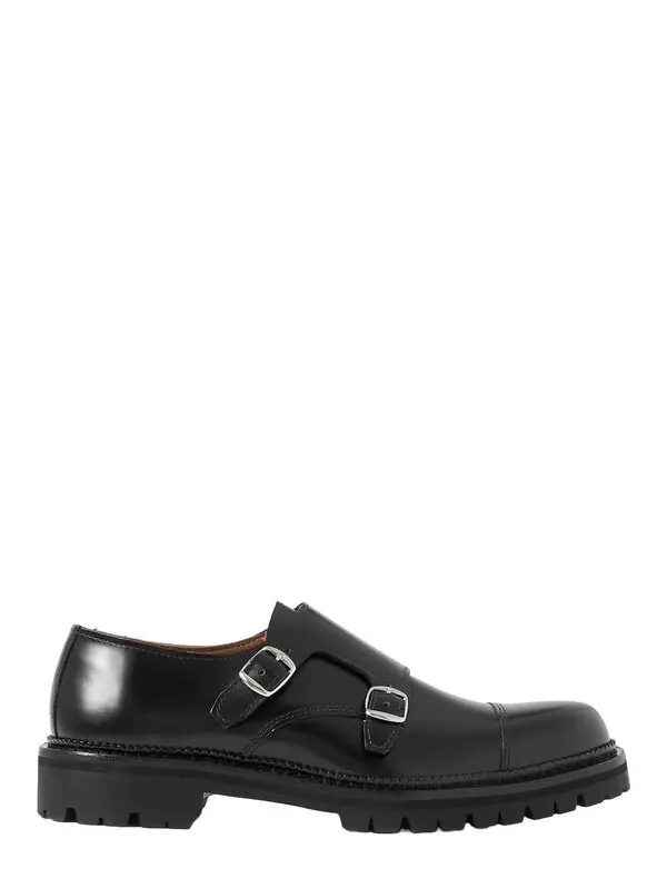 Mr P. Olie Leather Monk-strap Shoes - Black