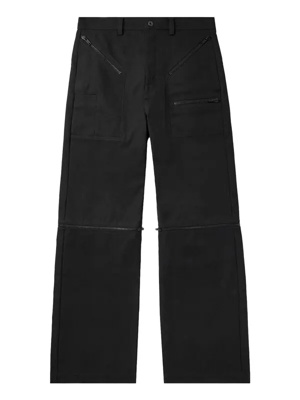 Rick Owens Strobe Convertible Wide-leg Cotton-twill Trousers - Black