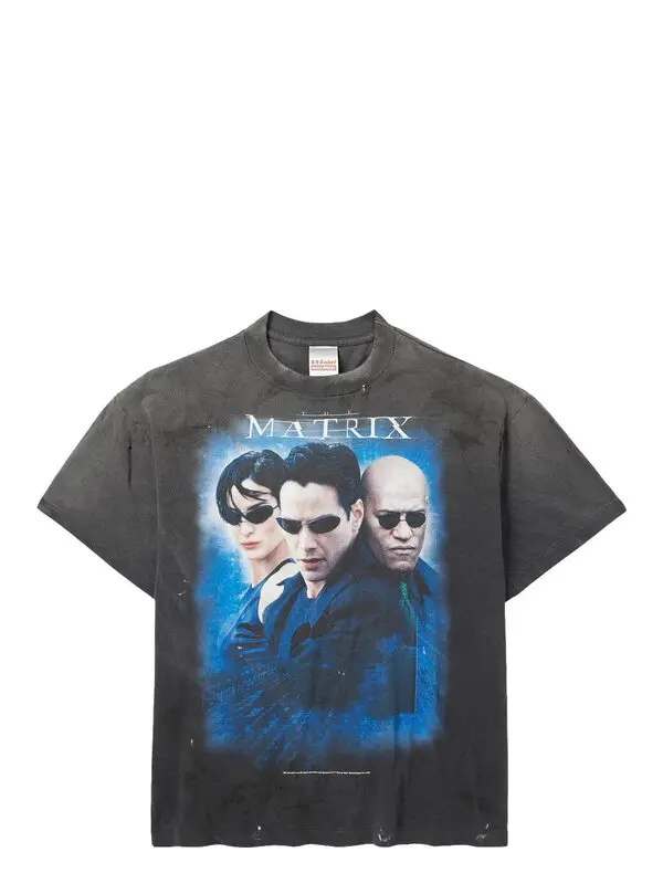 SAINT MXXXXXX The Matrix Printed Cotton-jersey T-shirt - Black