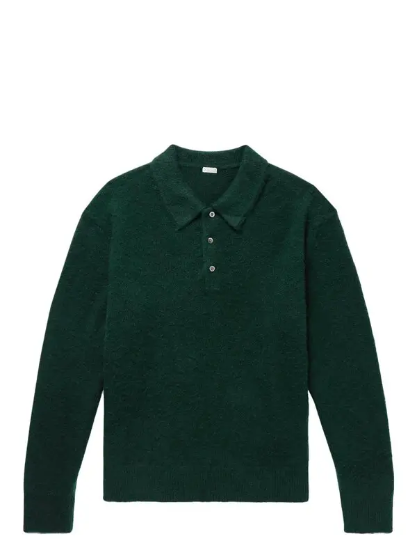 A.PRESSE Brushed-cashmere Polo Shirt - Green