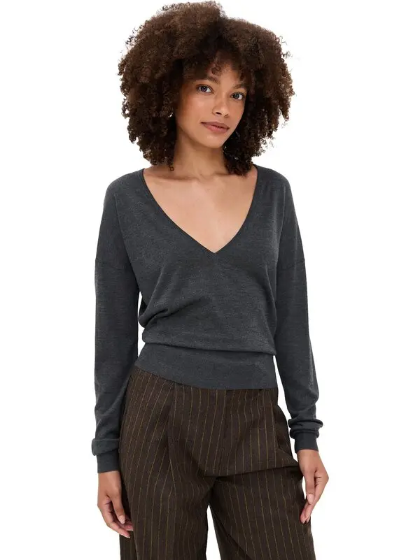 Renggli Silk Cashmere V-neck Sweater - Graphite