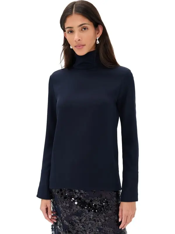 Renggli Silk Turtleneck Top - Midnight