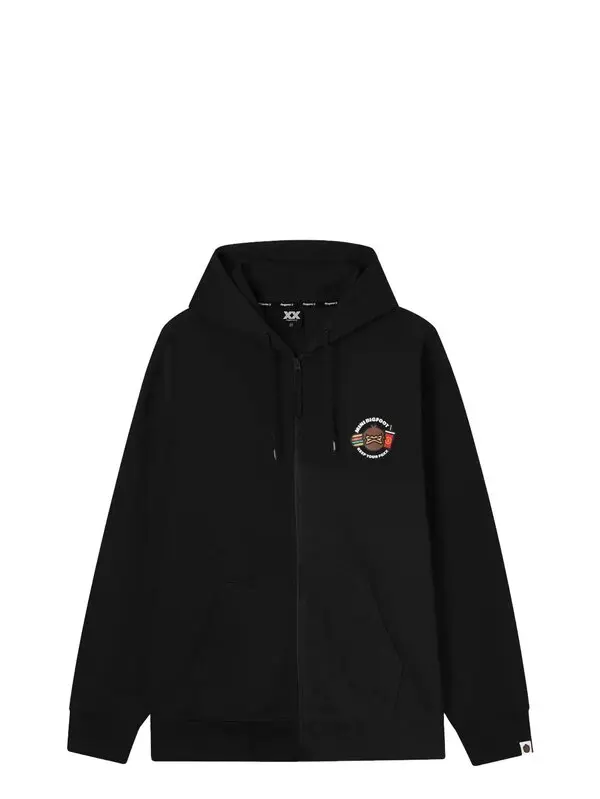 FINGERCROXX Zip Graphic Cotton Hoodie - Black