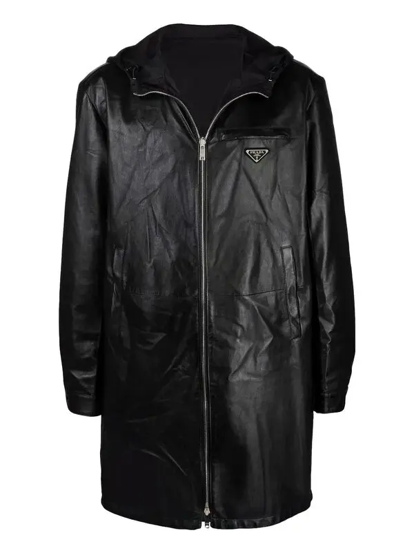 Prada Zip-fastening Leather Coat - Black