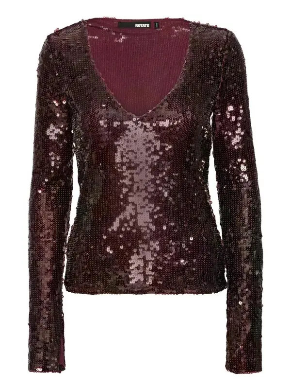 ROTATE BY BIRGER CHRISTENSEN Sequin-embellishment V-neck Top - Red