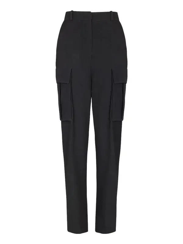 Balmain Cargo-pockets Wool Straight Trousers - Black