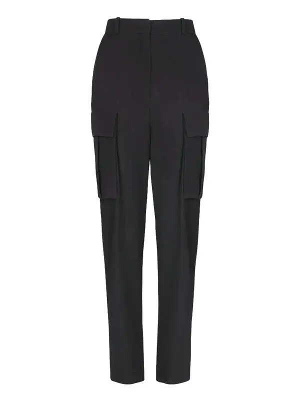 Balmain Cargo-pockets Wool Straight Trousers - Black