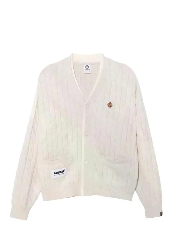 AAPE BY *A BATHING APE® Logo-embroidered Cardigan - Neutrals