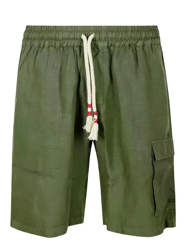 MC2 SAINT BARTH Drawstring Linen Cargo Shorts - Green