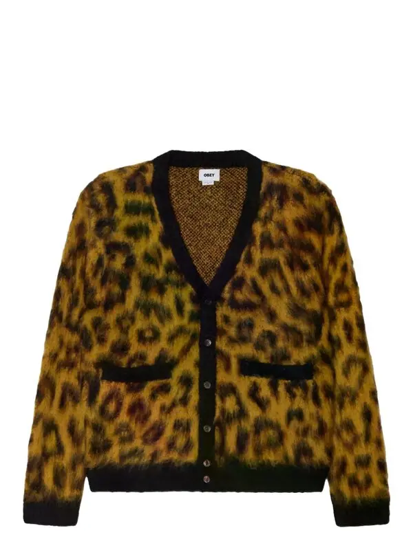 Obey Patron Leopard Pocket Cardigan - Yellow