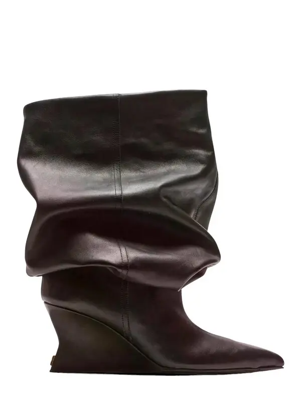 Balmain 75mm Slouchy Wedge Ankle Boots - Black