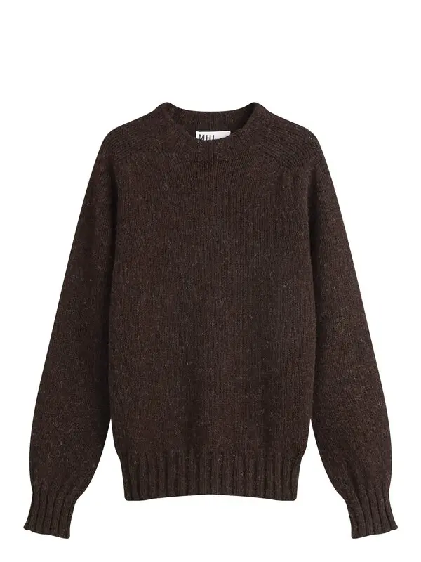 MARGARET HOWELL Seamless Crew Neck Jumper - Dark Brown