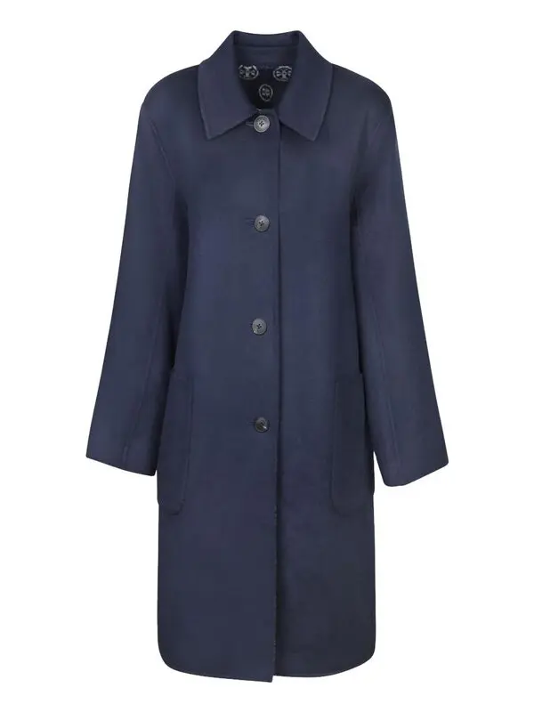 Tory Burch Long Monogram Coat - Blue