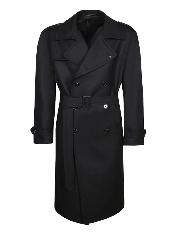 Tagliatore Wool Trench Coat - Black