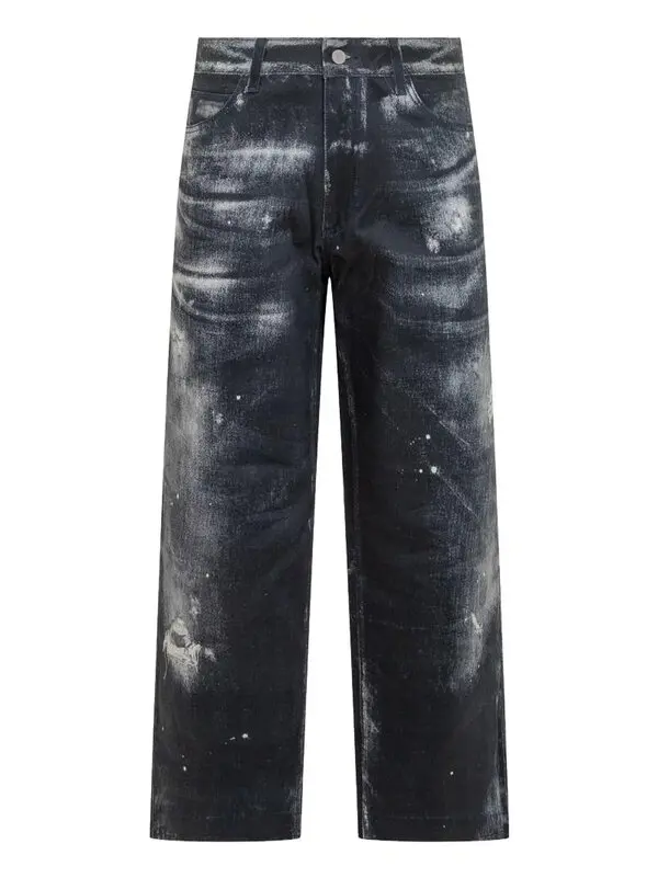 Emporio Armani Wide-leg Jeans With Worn Details - Blue