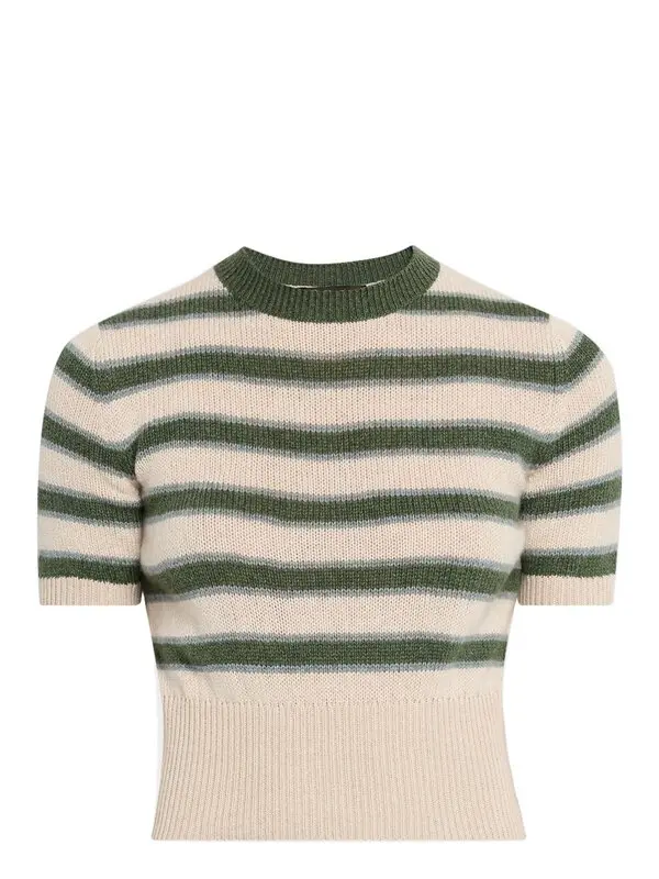 Loro Piana Fobello Stripes Ss Crewneck - F7iw Green Natural G