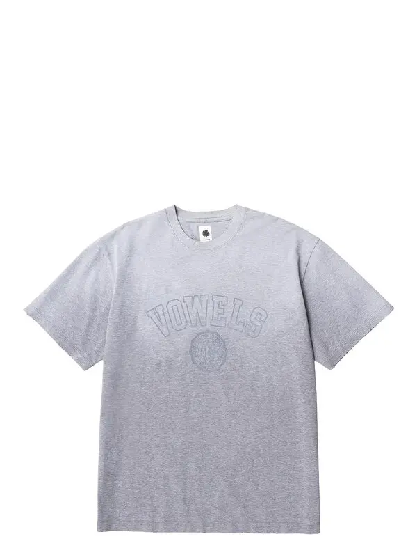VOWELS Faded Collegiate Tee In Grey - Grey Heather